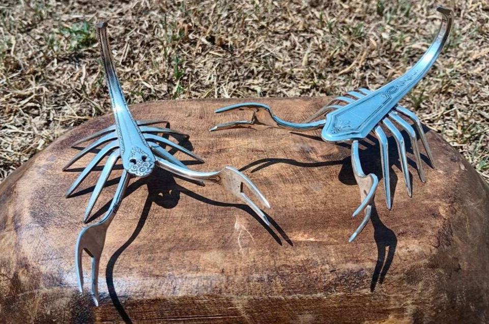 Silver Scorpion Charm, Vintage Silverware Sculpture - Forks Metal Art ...